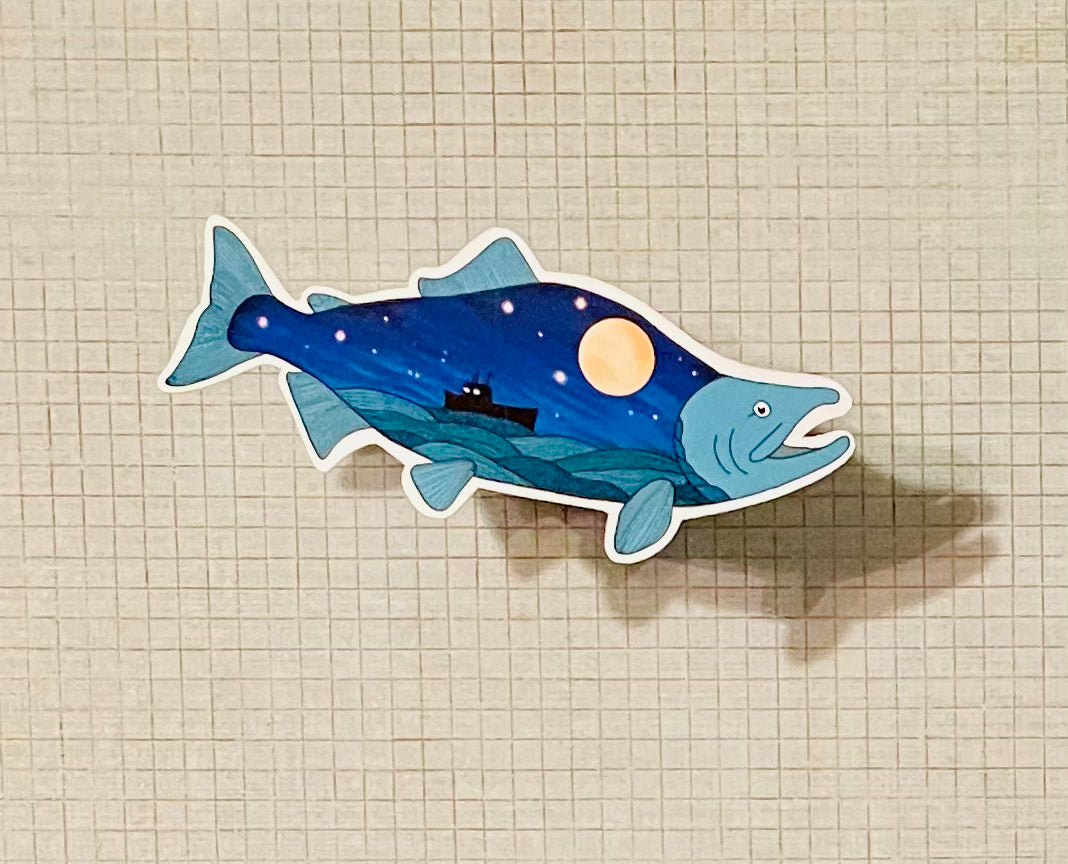 Salmon Fishing Sticker – CynElizabethStudios